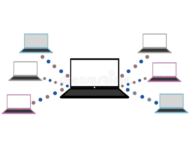 Computer Laptop Networking with 6 People Stock Vector - Illustration of ...