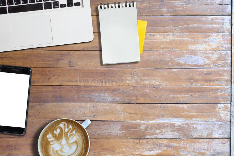 Computer Laptop and Note Book and Smartphone and Coffee Stock Photo ...
