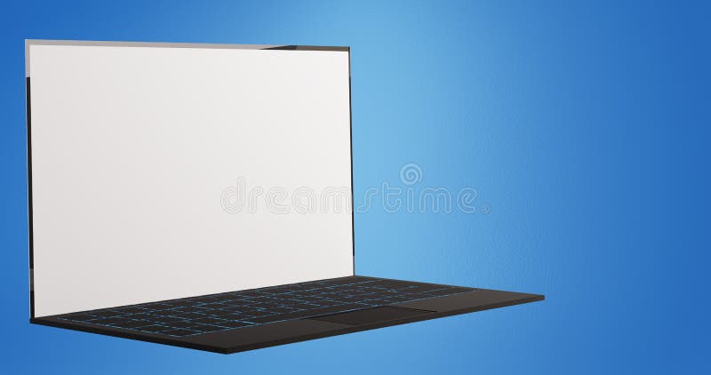 Computer Laptop Notebook on Blue Background 3d-illustration Stock ...