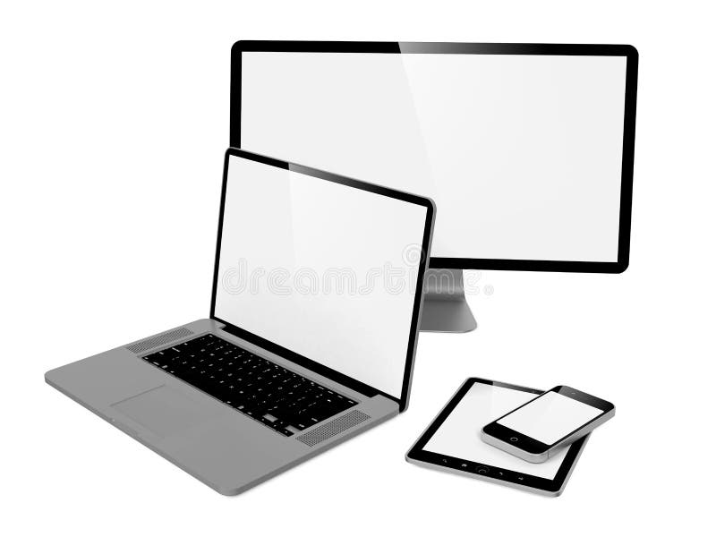Phone, PC and tablet stock illustration. Illustration of electronic ...