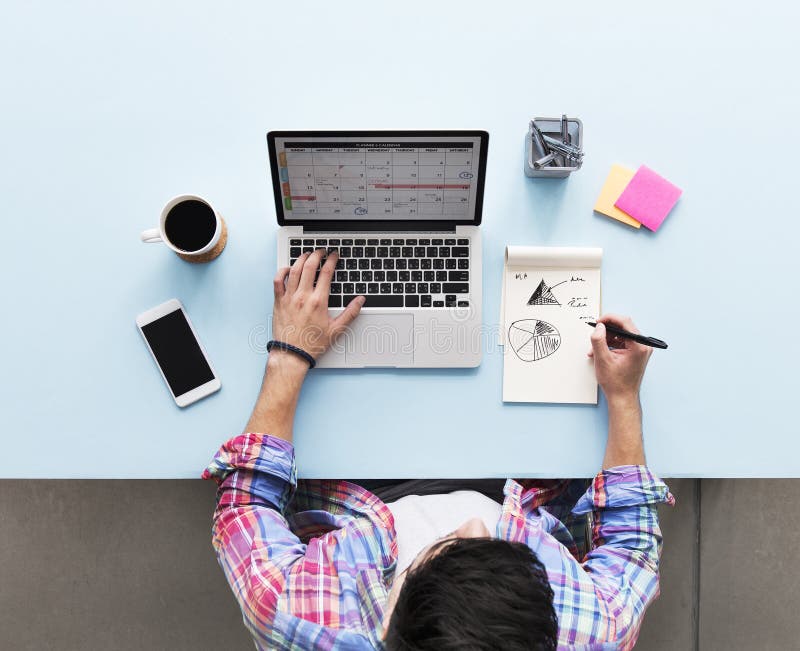 Computer Laptop Research Working Desk Concept Stock Image - Image of ...