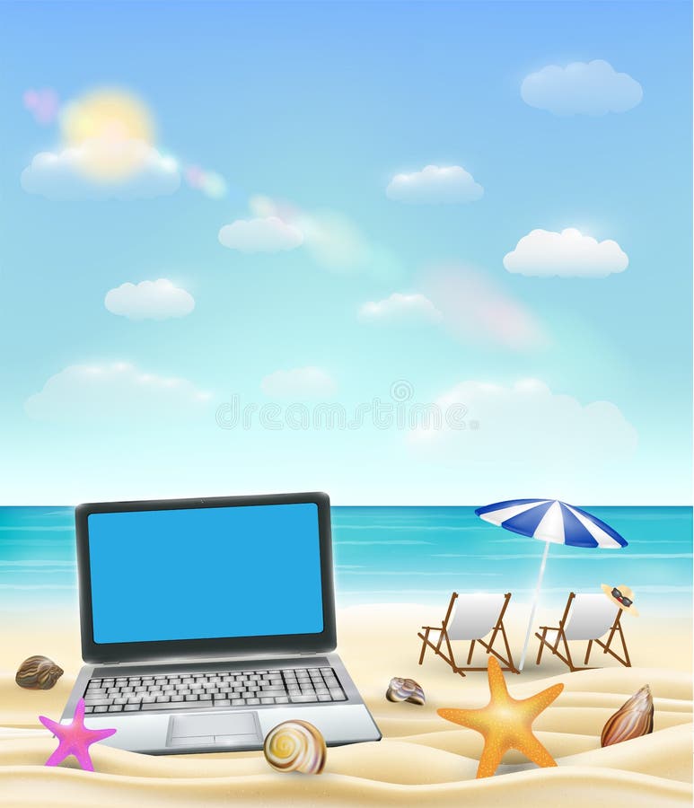 Office Work Beach View Stock Illustrations – 943 Office Work Beach View ...