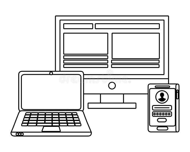 Computer Laptop and Smartphone Design Stock Vector - Illustration of ...