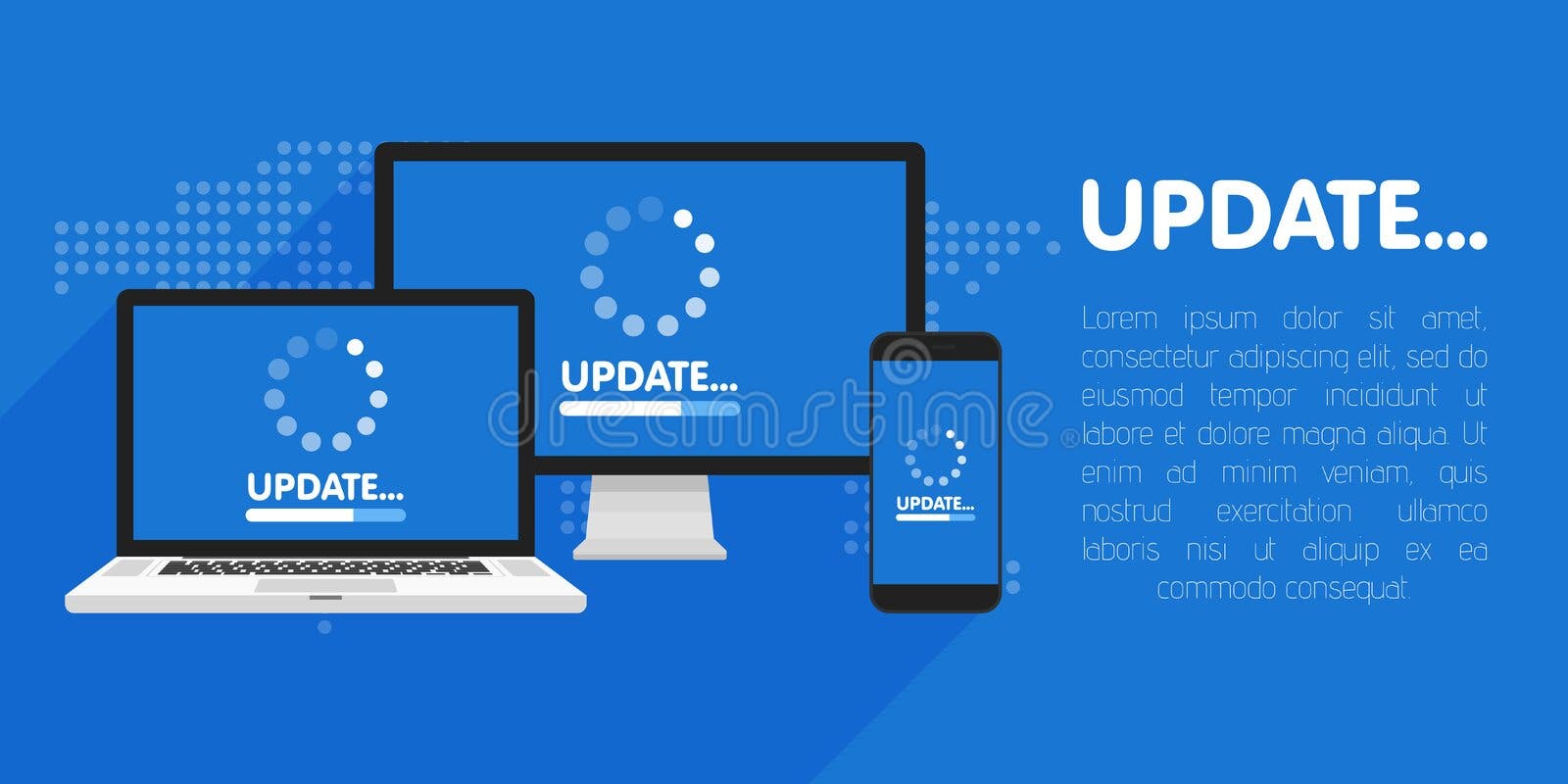 Update Process Icon. Upgrade or Reload System Progress. Software Change ...