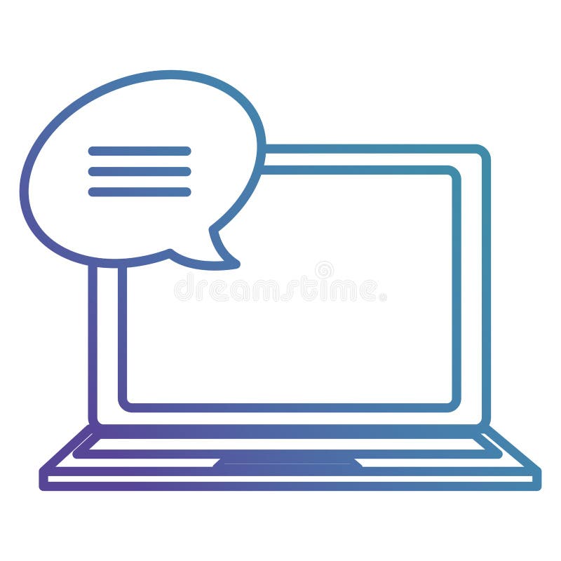 Computer Laptop with Speech Bubble Stock Illustration - Illustration of ...