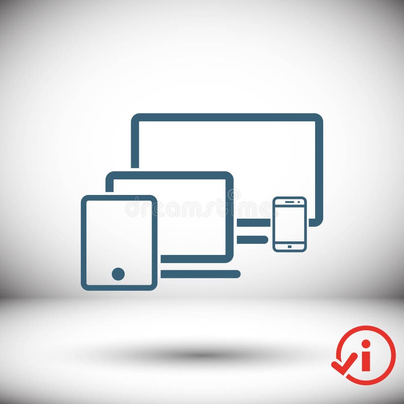 Computer Laptop Tablet Phone Icon Stock Vector Illustration Flat Design ...