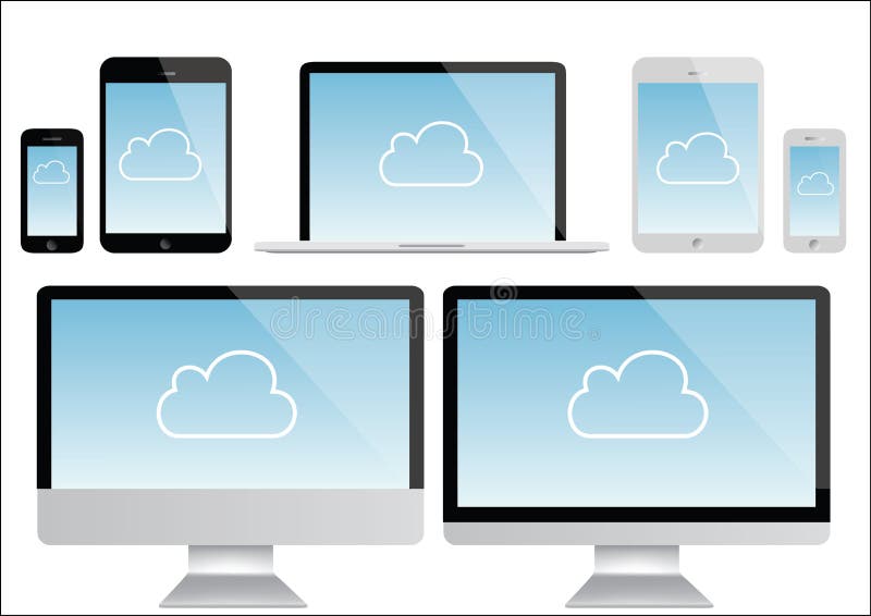 Computer, Laptop, Tablet ,smartphone Illustration -isolated, Cloud ...