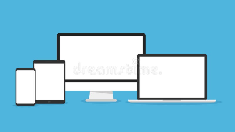 Computer, Laptop, Tablet and Smartphone Set. Vector Illustration Icon ...