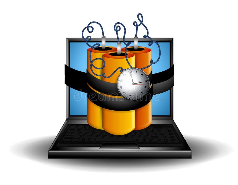 Computer Laptop Time Bomb stock illustration. Illustration of ...