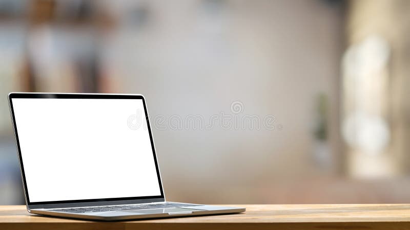 Computer Laptop with White Blank Screen Putting on the Modern Working ...