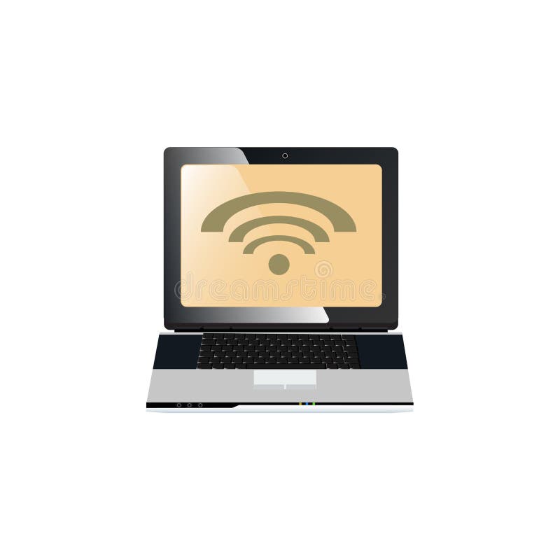 Computer Laptop with Wifi Sign for Online Communication Concept Isolate ...