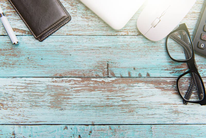 Computer Laptop Working Desk Concept on the Wooden Floor Pastel Stock ...