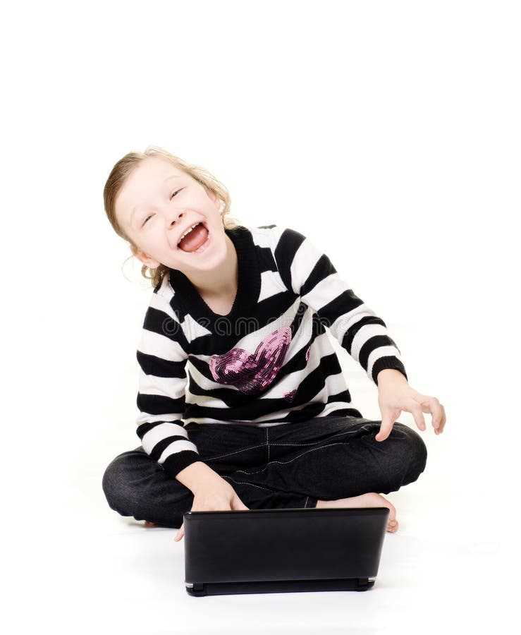 Computer and laughter stock photo. Image of connect, preteen - 23519620