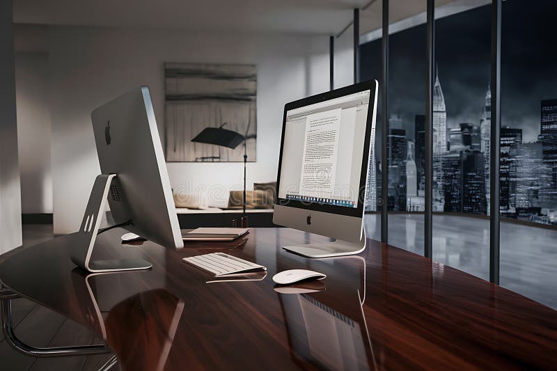 Computer LCD Screen on a Desk Stock Illustration - Illustration of ...