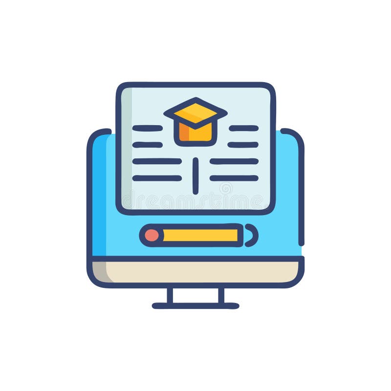 Computer Learning Icon for Educational Use Stock Illustration ...