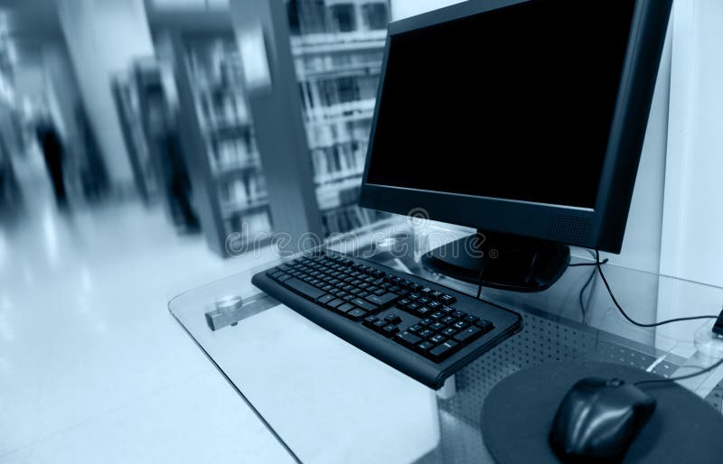 Computer Library Many Books Shelves Background Stock Photos - Free ...