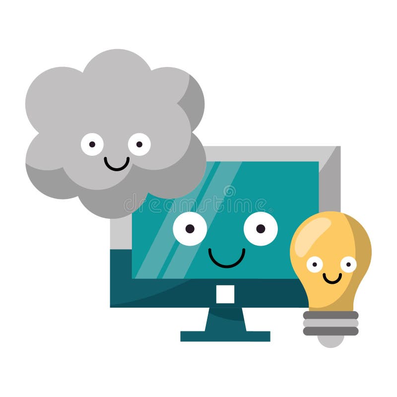 Computer and Light Bulb with Cloud Computing Stock Vector ...