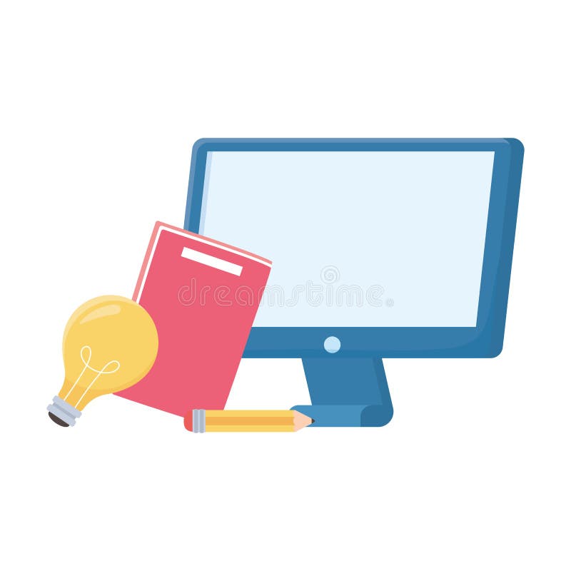Computer Light Bulb Pencil and Book Vector Design Stock Vector ...