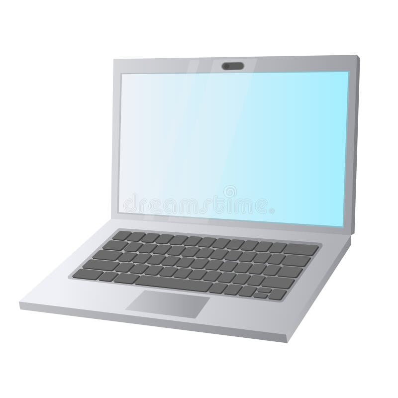 Computer Light Gray Laptop Cartoon Illustration Stock Vector ...