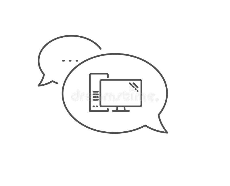 Computer Line Icon. PC Component Sign. Monitor with Case. Vector Stock ...