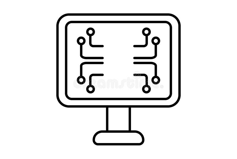 Computer Line Icon Website Symbol Artificial Intelligence Black Sign ...