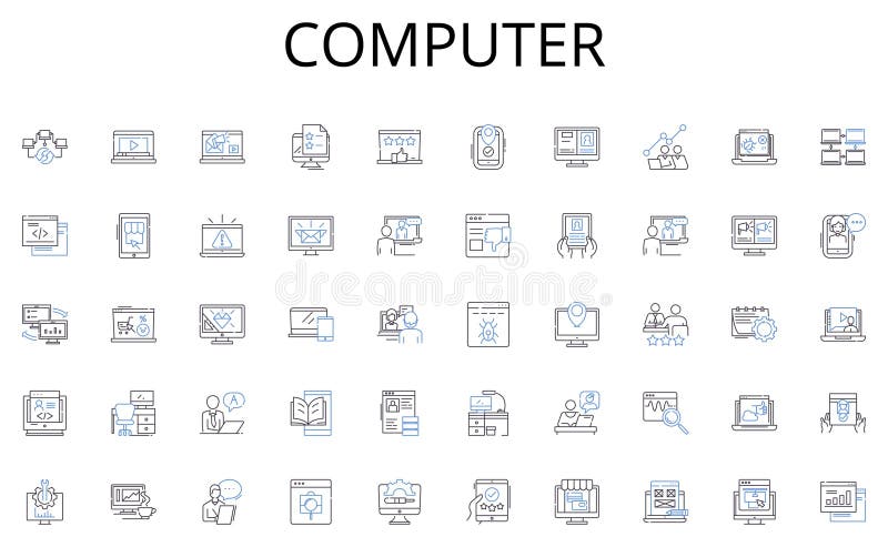 Computer Line Icons Collection. Inception, Ignition, Launch, Activation ...