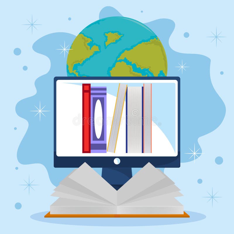 Computer Literacy with Books Stock Vector - Illustration of mobile ...