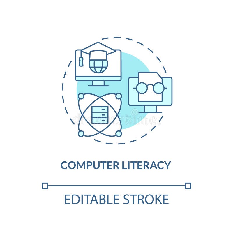 Computer Literacy Turquoise Concept Icon Stock Vector - Illustration of ...