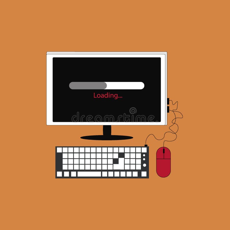Computer with load bar. stock illustration. Illustration of object ...