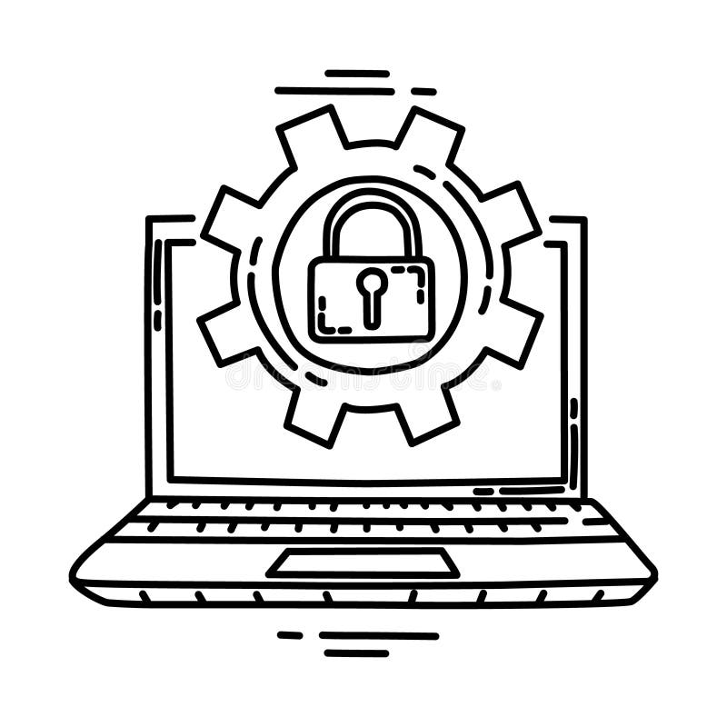 Computer Lock Icon. Doodle Hand Drawn or Outline Icon Style Stock ...