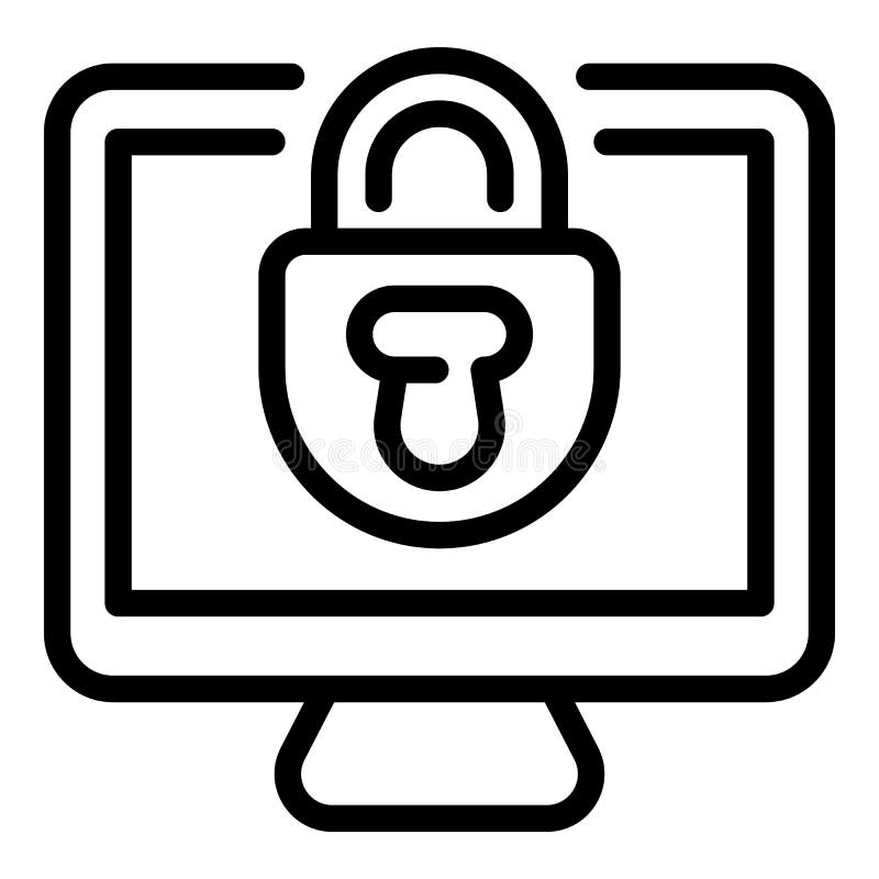 Computer Lock Open on Display Vector Illustration, Flat Cartoon Pc ...