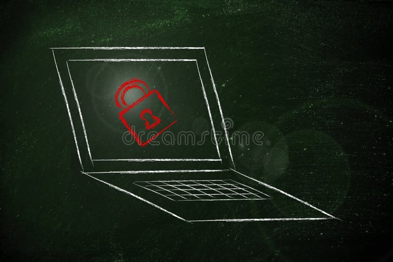 Computer with Lock: Internet Security and Confidential Information ...