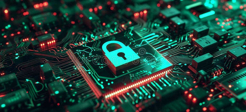 Computer Lock Security Circuitboard Tech Concept Stock Image - Image of ...