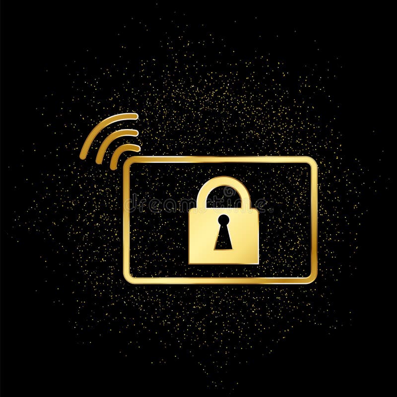 Computer, Lock Security Gold Icon. Vector Illustration of Golden ...