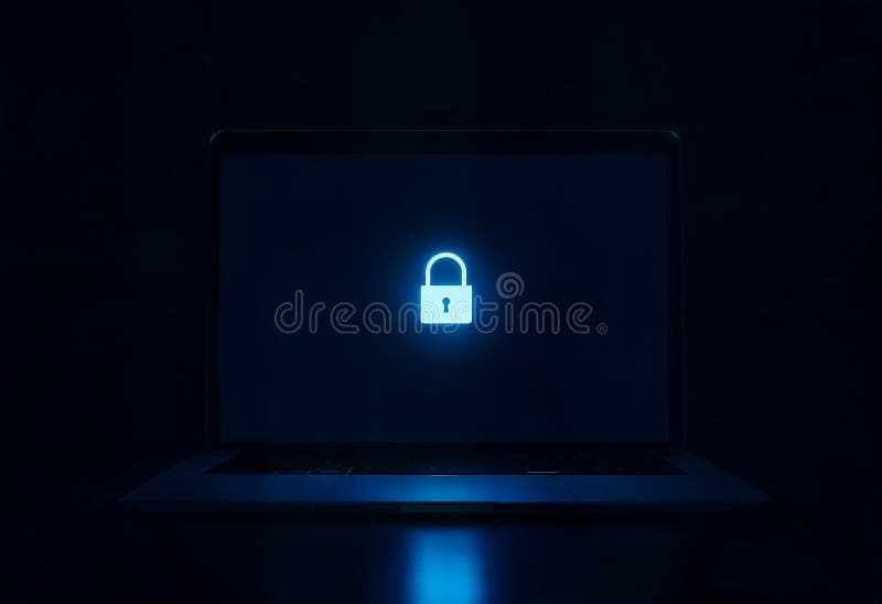 Computer Locked with Padlock, Symbolizing Cybersecurity Stock ...