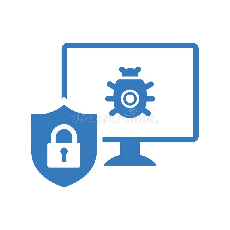 Computer, Locked, Virus Icon. Blue Color Design Stock Illustration ...