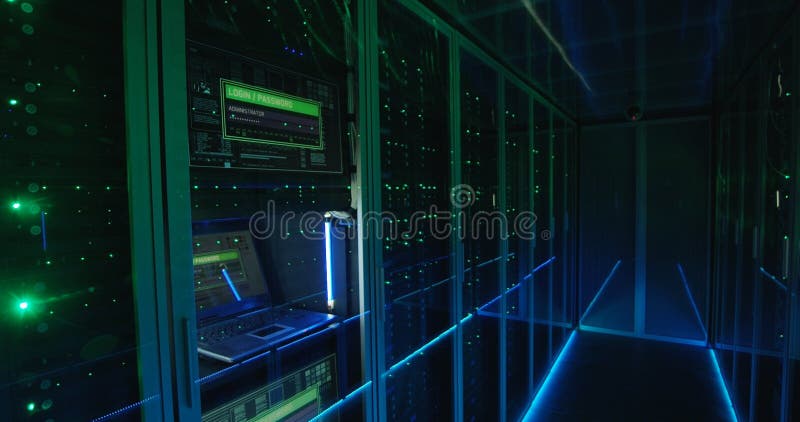 Computer Login Screen in a Modern Data Center Stock Image - Image of ...