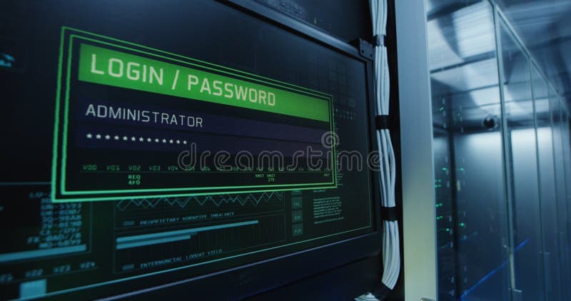 Computer Login Screen in a Modern Data Center Stock Image - Image of ...