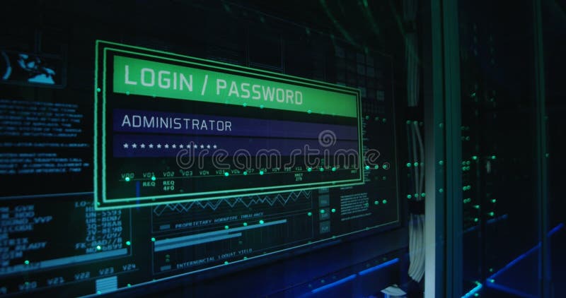 Computer Login Screen in a Modern Data Center Stock Video - Video of ...