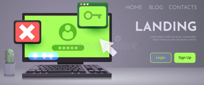 Computer with Login Window on the Screen. Network Security and Privacy ...
