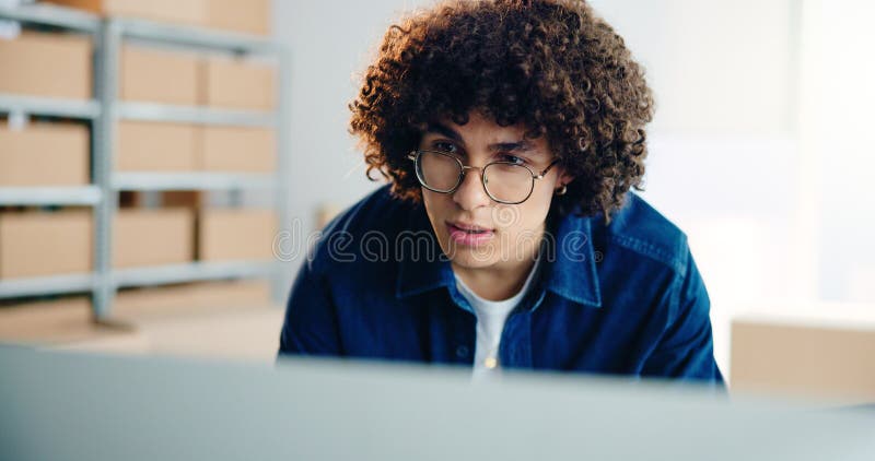 Computer, Logistics and Problem Solving with Business Man in Office for ...