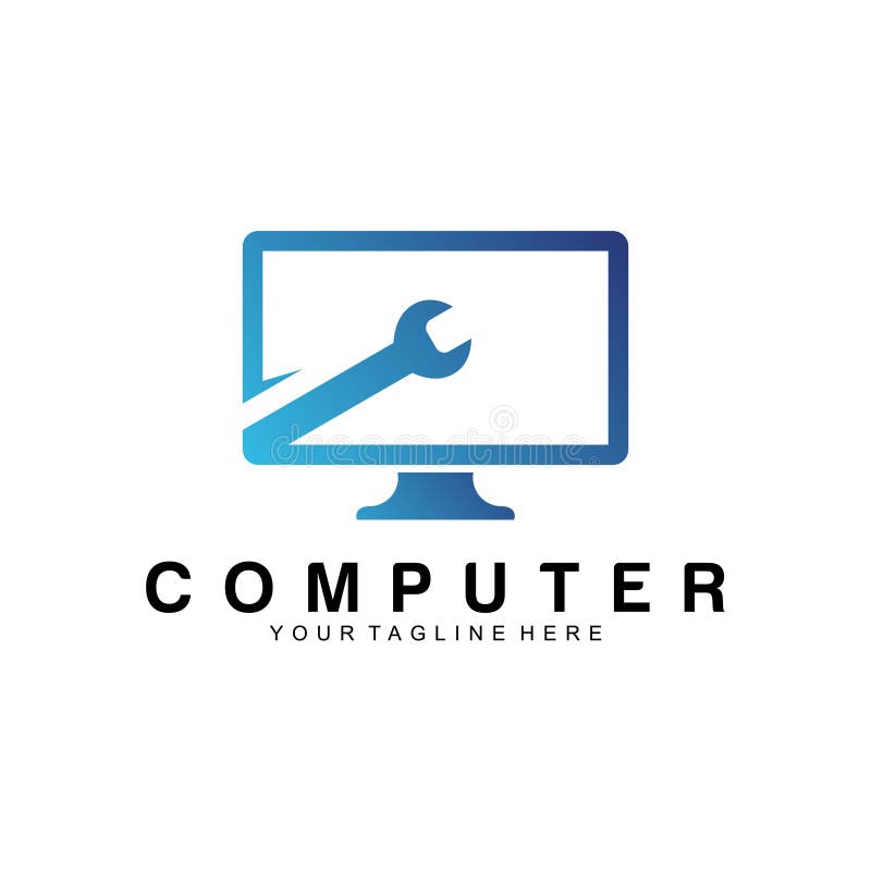 Computer Logo Vector Design Template Stock Vector - Illustration of ...