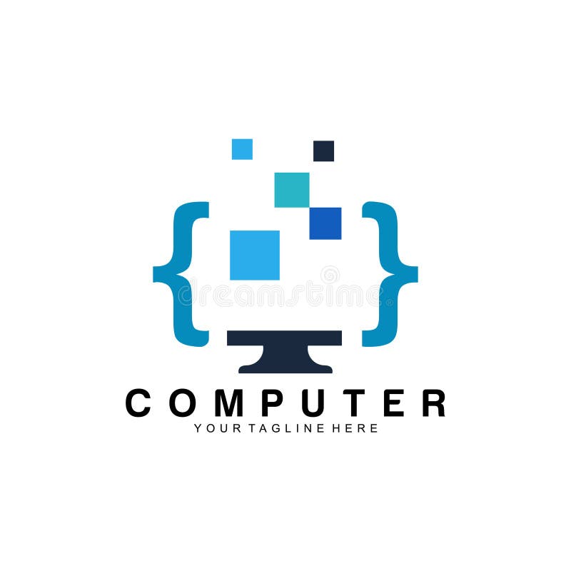 Computer Logo Vector Design Template Stock Vector - Illustration of ...
