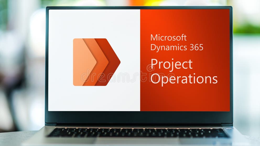 Computer with Logo of Microsoft Dynamics 365 Project Operations ...