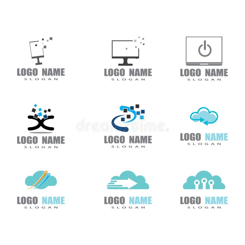 Computer Logo Template Vector Symbol Illustration Stock Vector ...