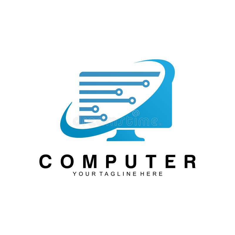 Computer Logo Vector Design Template Stock Vector - Illustration of ...
