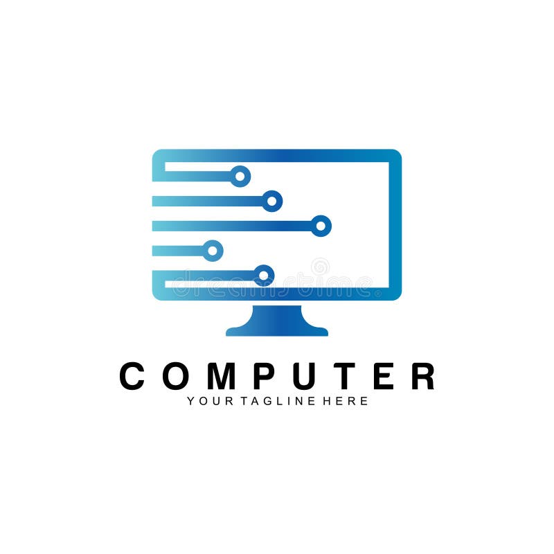 Computer Logo Vector Design Template Stock Vector - Illustration of ...