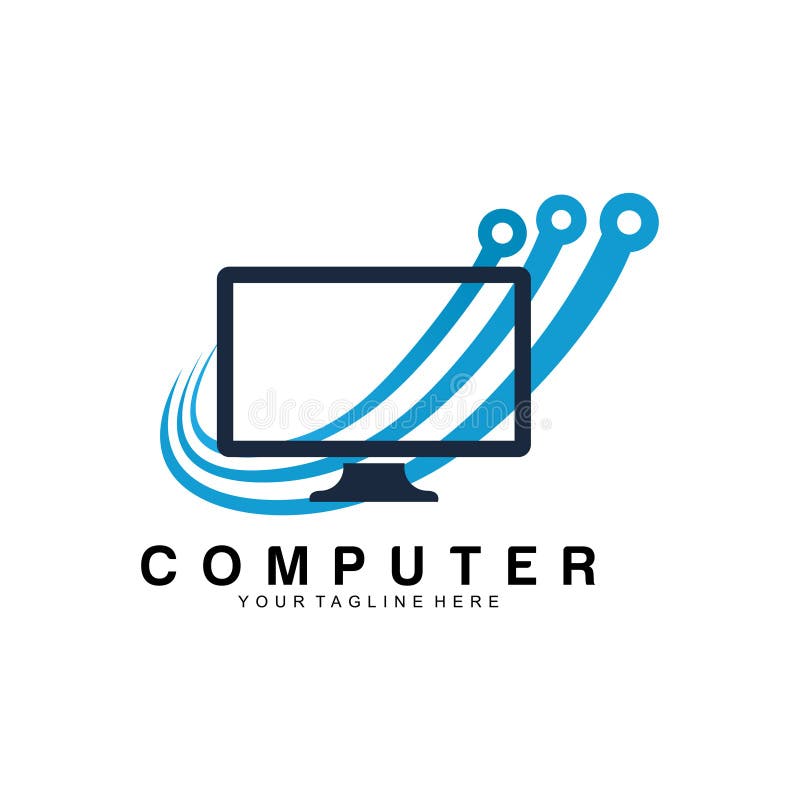 Computer Logo Vector Design Template Stock Vector - Illustration of ...
