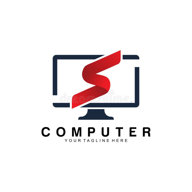 Computer Logo Vector Design Template Stock Vector - Illustration of ...