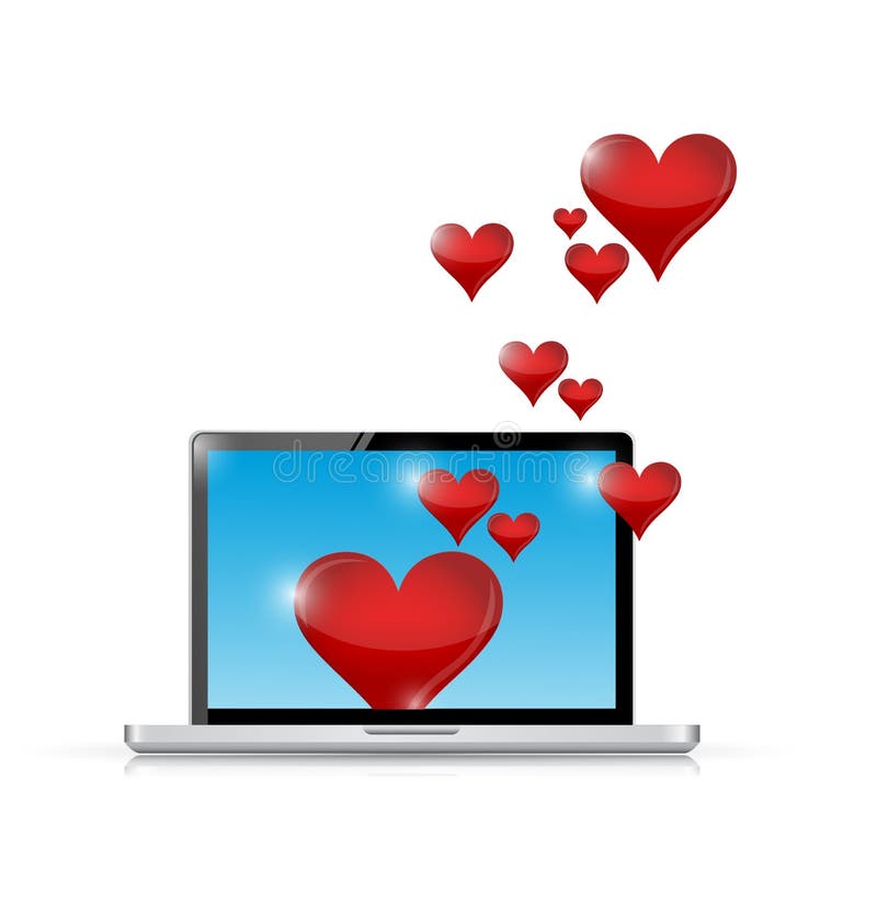 Computer Love Connection. Internet Communication Stock Illustration ...